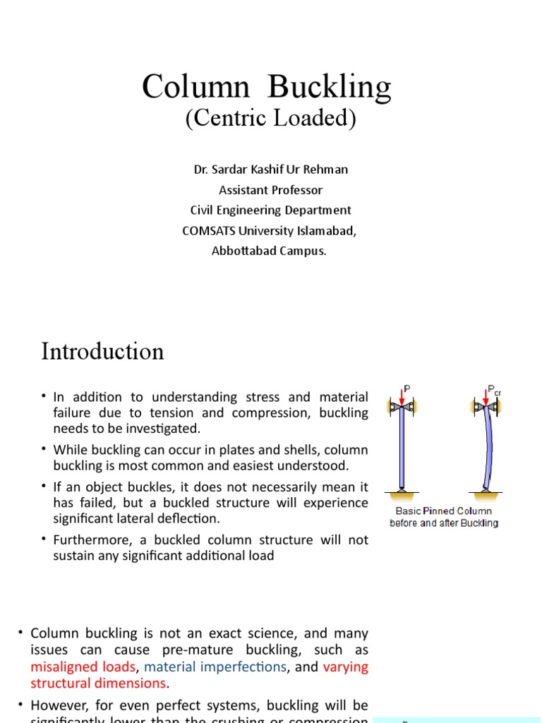 Column Buckling: (Centric Loaded) | PDF | Buckling | Chemical Product Engineering