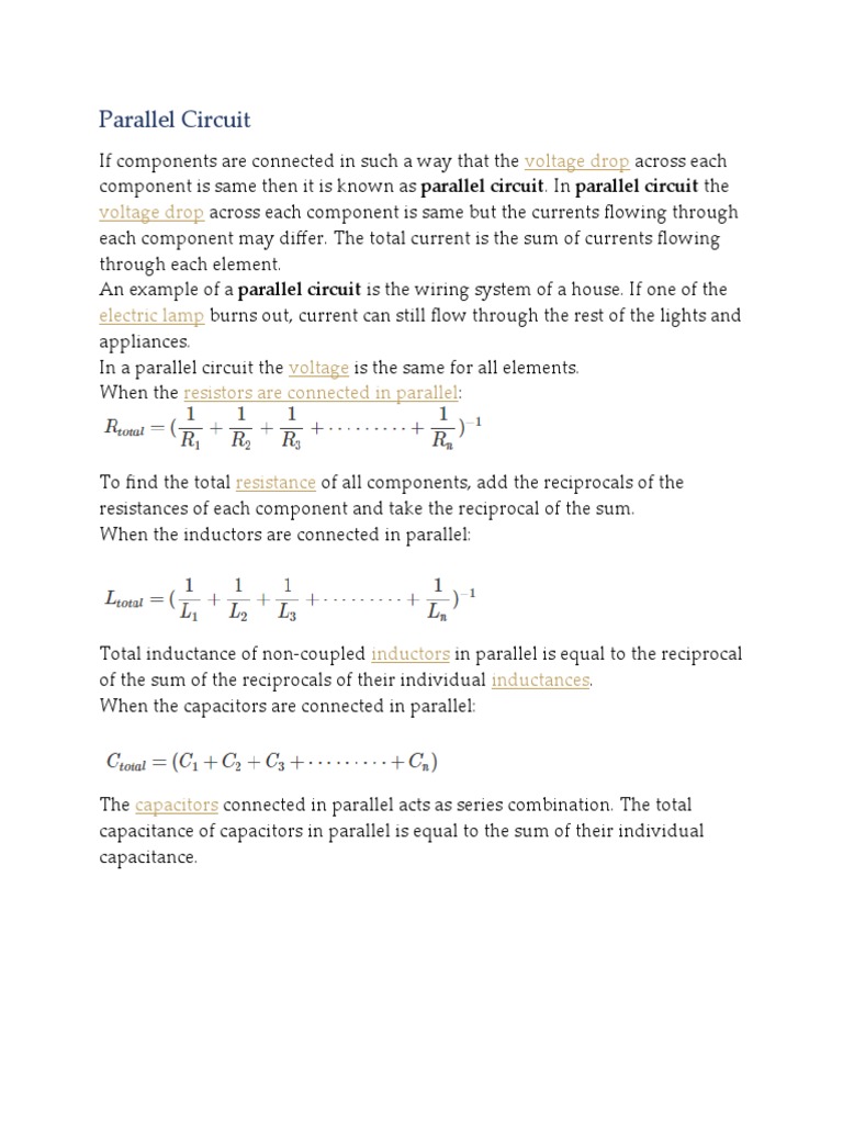 Parallel Circuit: Voltage Drop Voltage Drop | PDF | Science & Mathematics