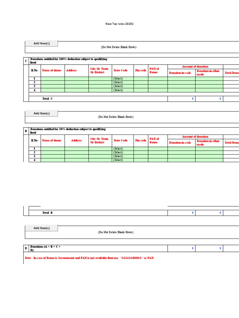 (Do Not Delete Blank Rows) : New Tax Rules 20202 | PDF | Government ...