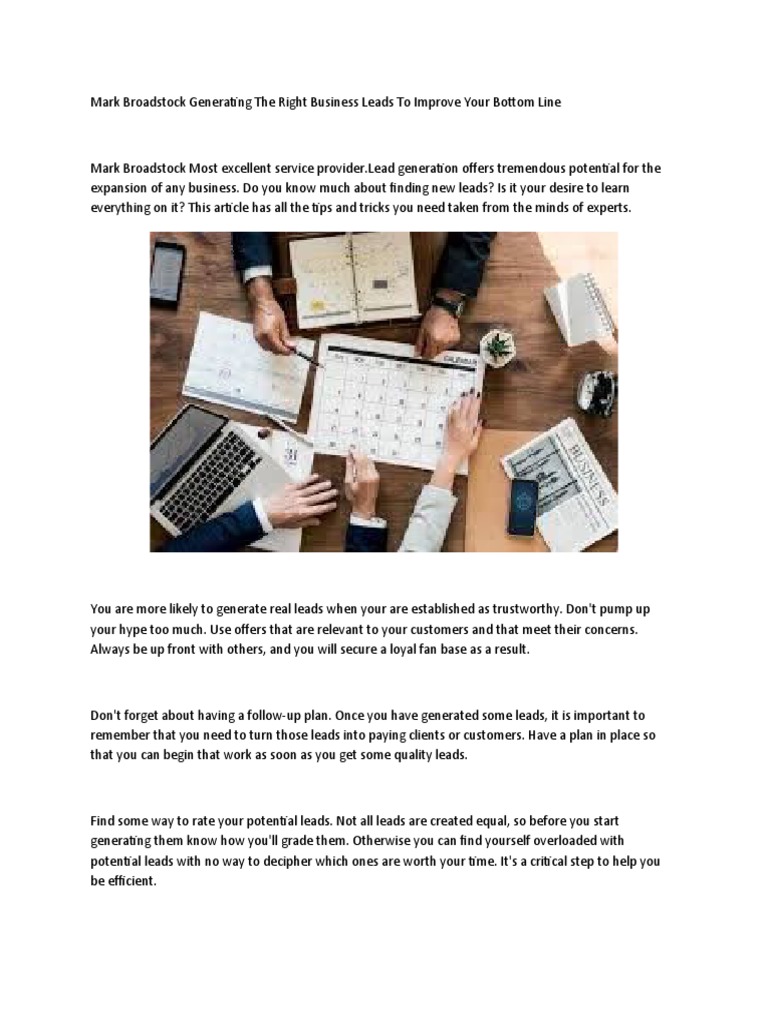 Mark Broadstock Generating The Right Business Leads To Improve Your ...