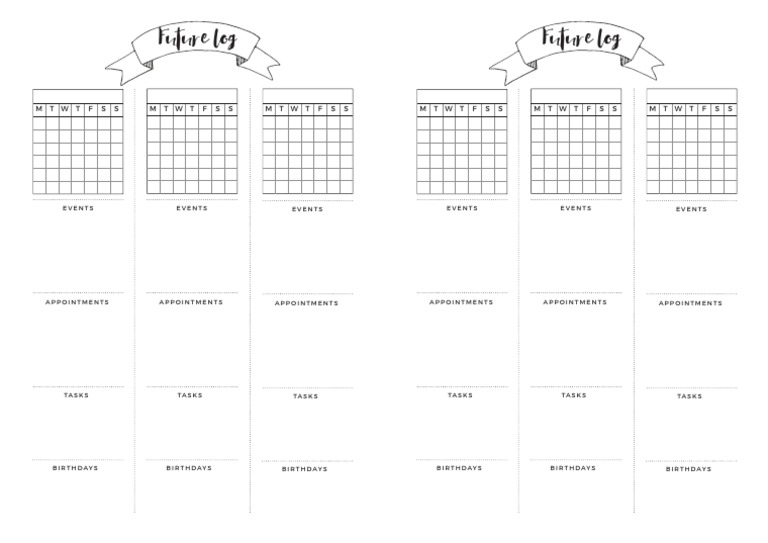 Future Log Template 2up A4 PDF | PDF