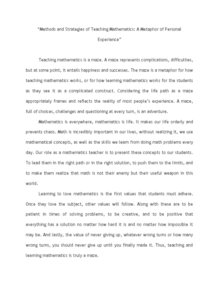 Metaphor For Teaching Math | PDF