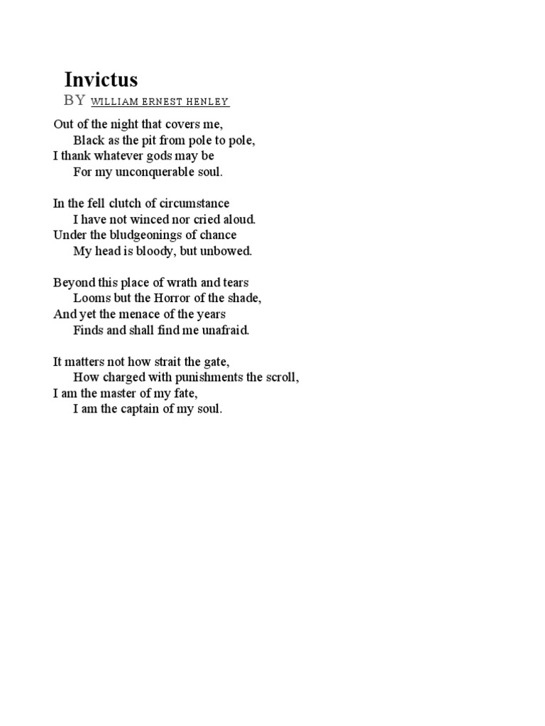 Invictus Poem | PDF