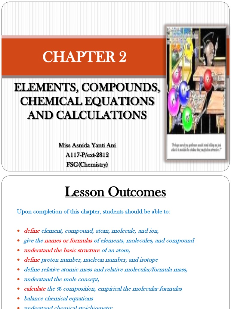 CHM131 - CHAPTER 2 - Elements, Compound, Chem Eq & Cal - Print | PDF ...