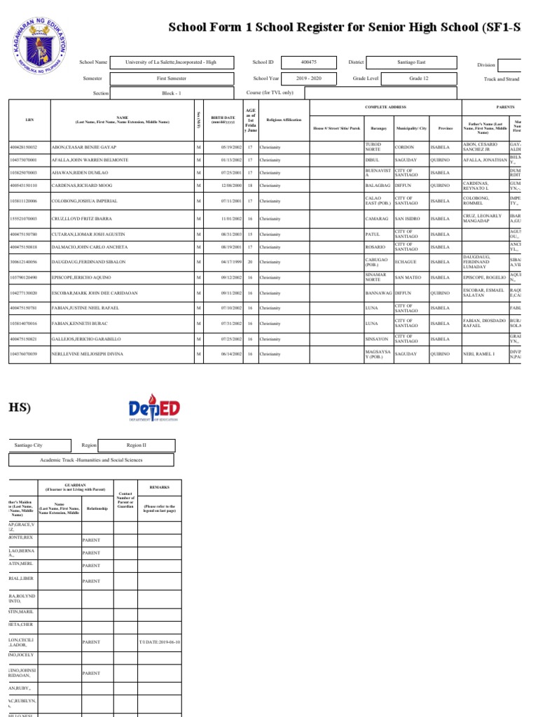 School Form 1 (SF 1) | PDF