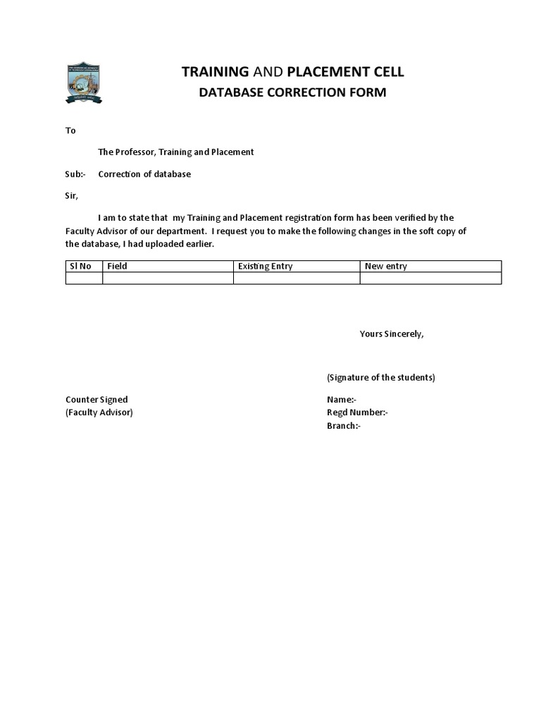Database Correction Request Form | PDF | Career & Growth | Finance ...