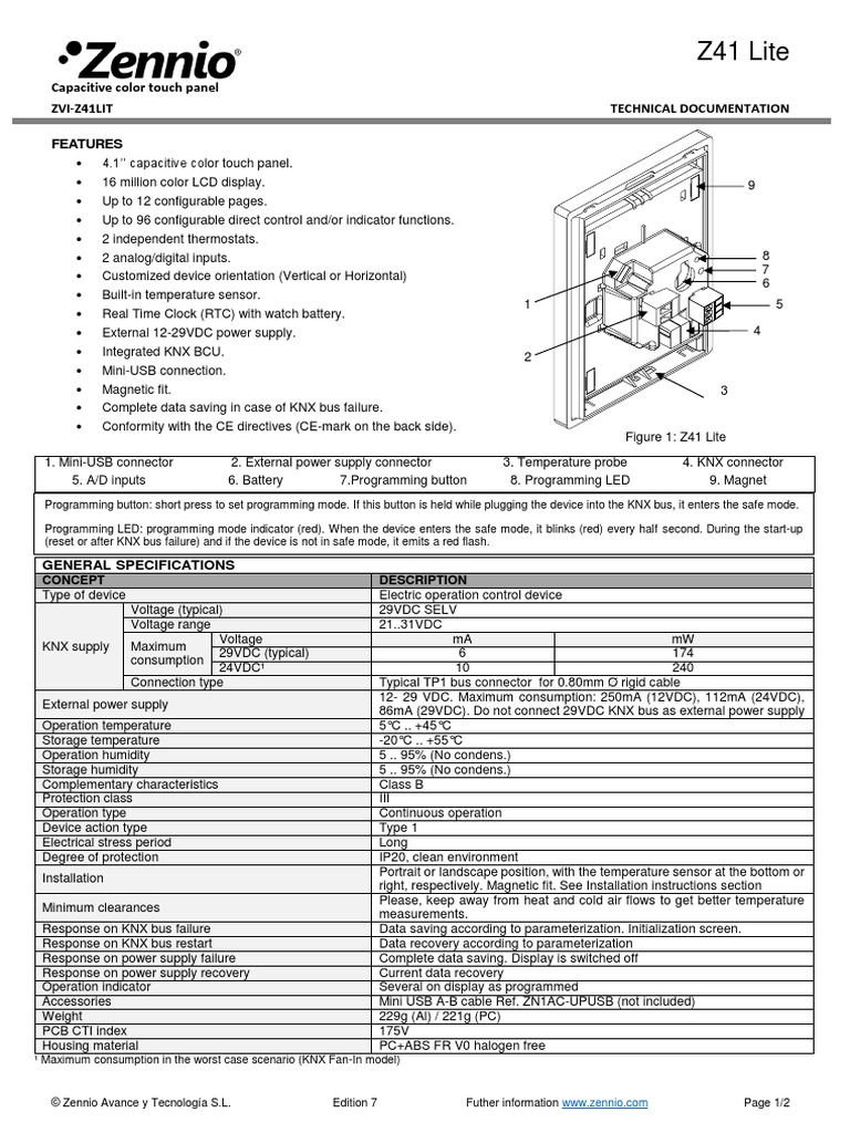 Z41 Lite: Capacitive Color Touch Panel Zvi-Z41Lit Technical ...