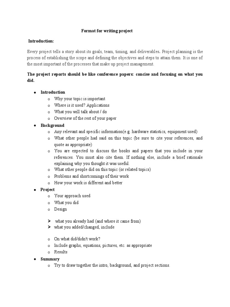 Format For Writing Project | PDF | Business