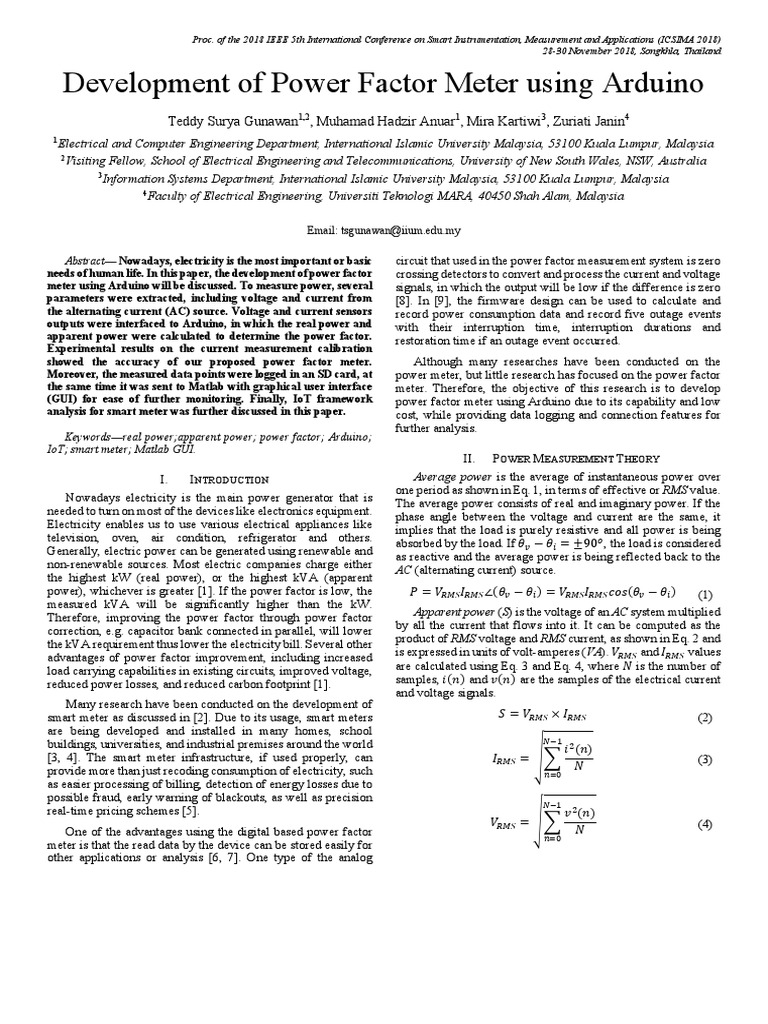Development of Power Factor Meter Using Arduino: First | PDF | Ac Power ...