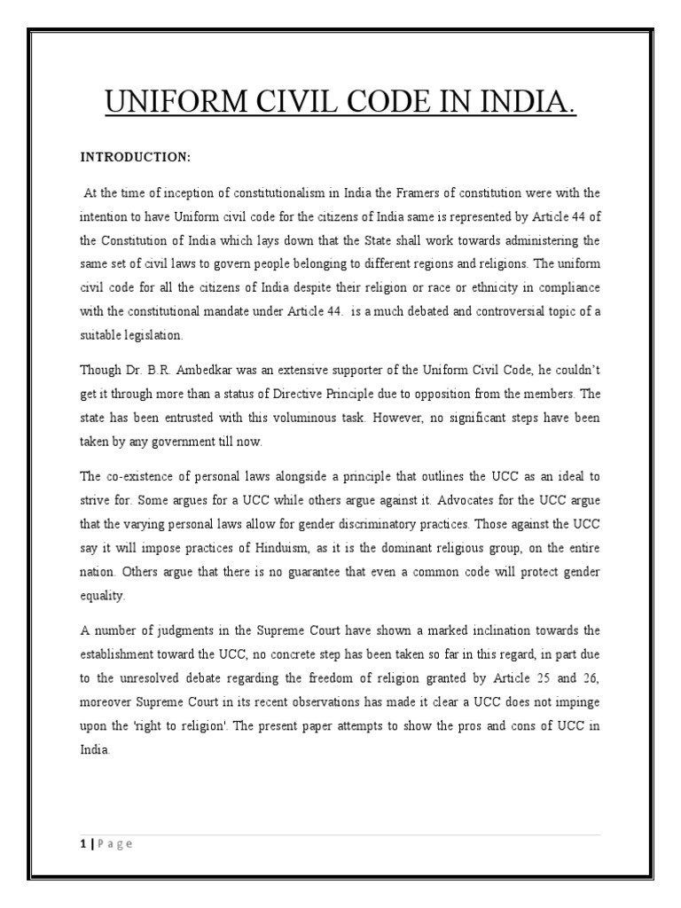 Uniform Civil Code in India | PDF | Social Institutions | Social Science