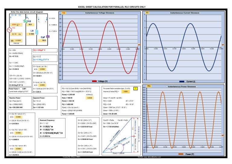 Parallel RLC Circuits Calculation For Electrical System | PDF ...