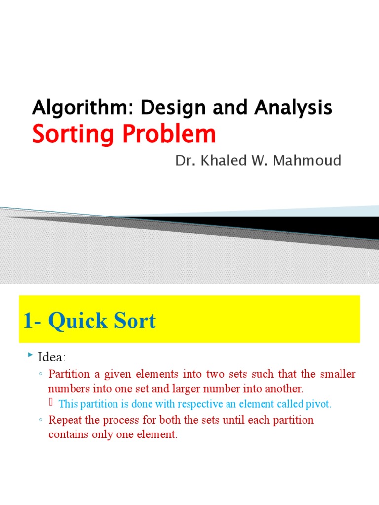 Algorithm: Design and Analysis: Sorting Problem | PDF | Algorithms | Algorithms And Data Structures