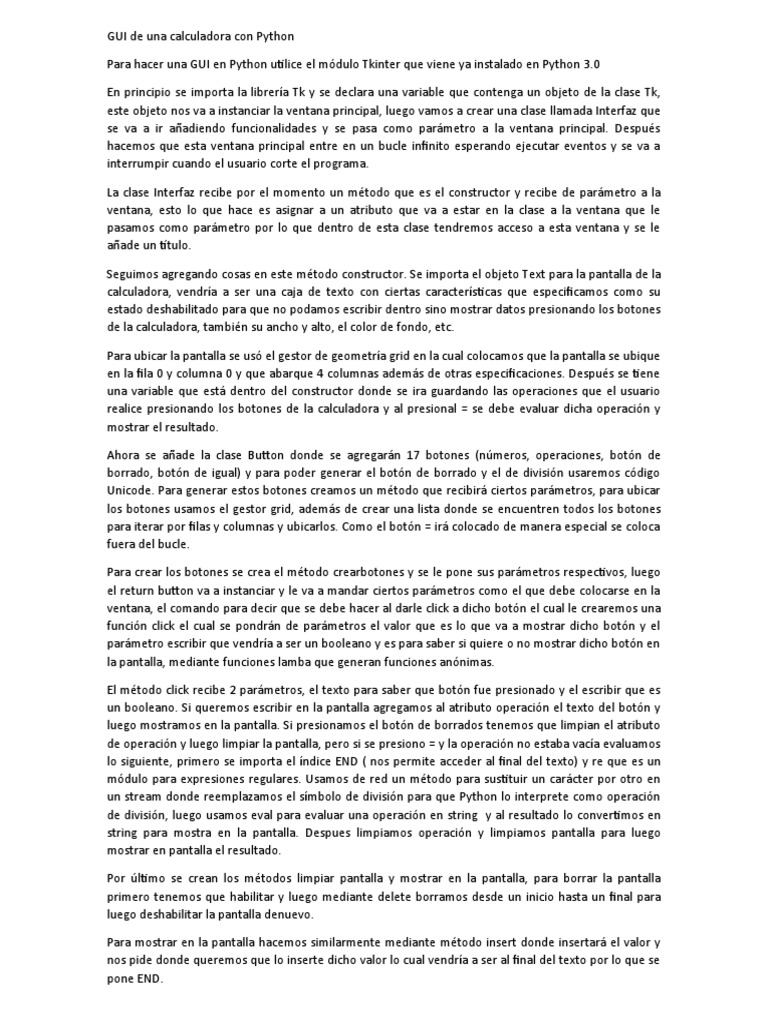 Gui De Una Calculadora Con Python Pdf Python Lenguaje De Programación Objeto Informática