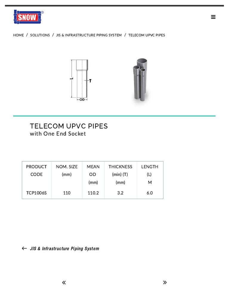 Telecom uPVC Pipes PDF | PDF