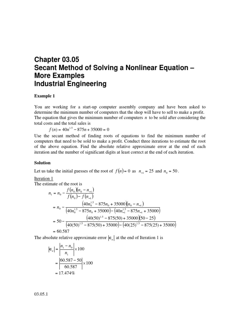 Secant Method of Solving A Nonlinear Equation - More Examples ...