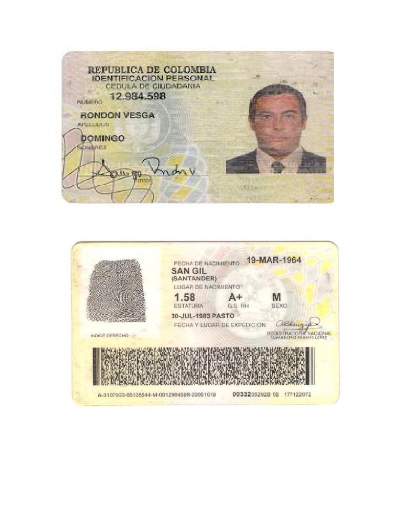 Cedula y Tarjeta Completa | PDF