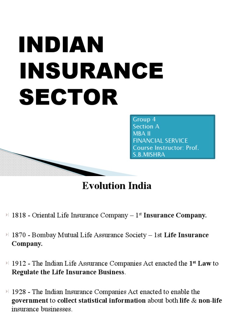 Indian Insurance Sector: Group 4 Section A Mba Ii Financial Service ...
