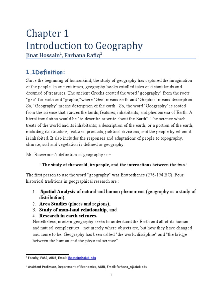 Introduction To Geography: Jinat Hossain, Farhana Rafiq | PDF ...