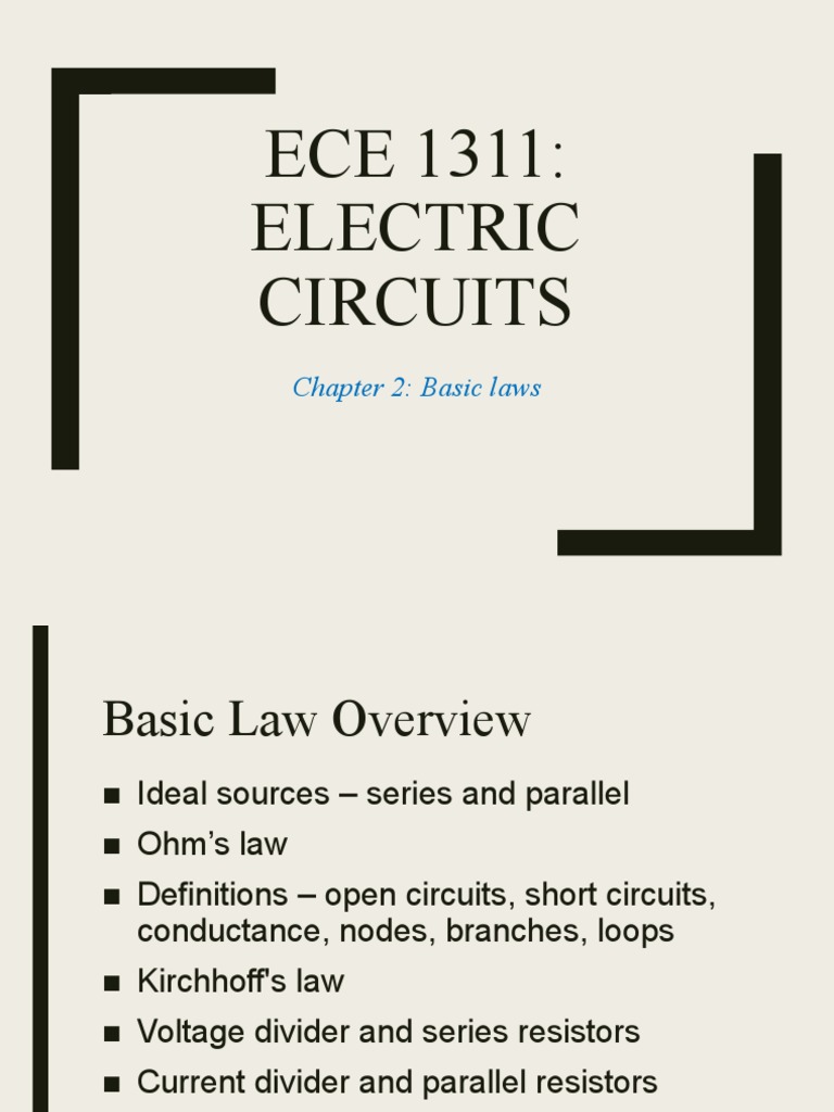 ECE 1311: Electric Circuits: Chapter 2: Basic Laws | PDF | Electrical Resistance And Conductance ...