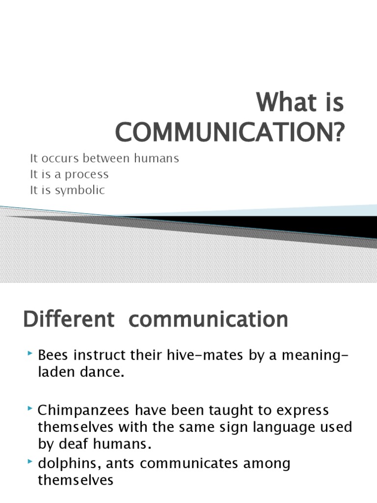 What Is Communication?: It Occurs Between Humans It Is A Process It Is ...