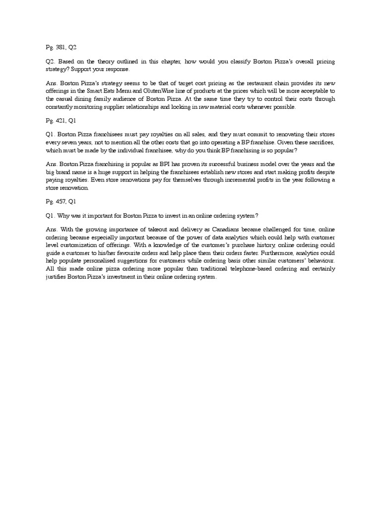 Boston Pizza Assignment 3 | PDF