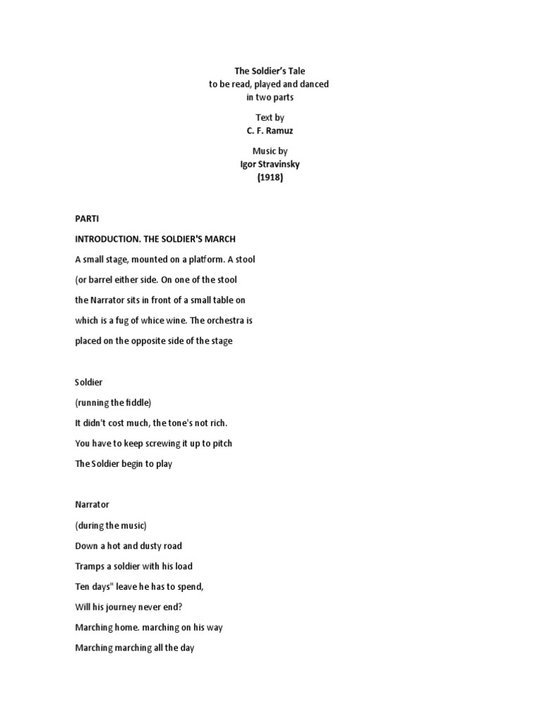 The Soldier's Tale Script | PDF