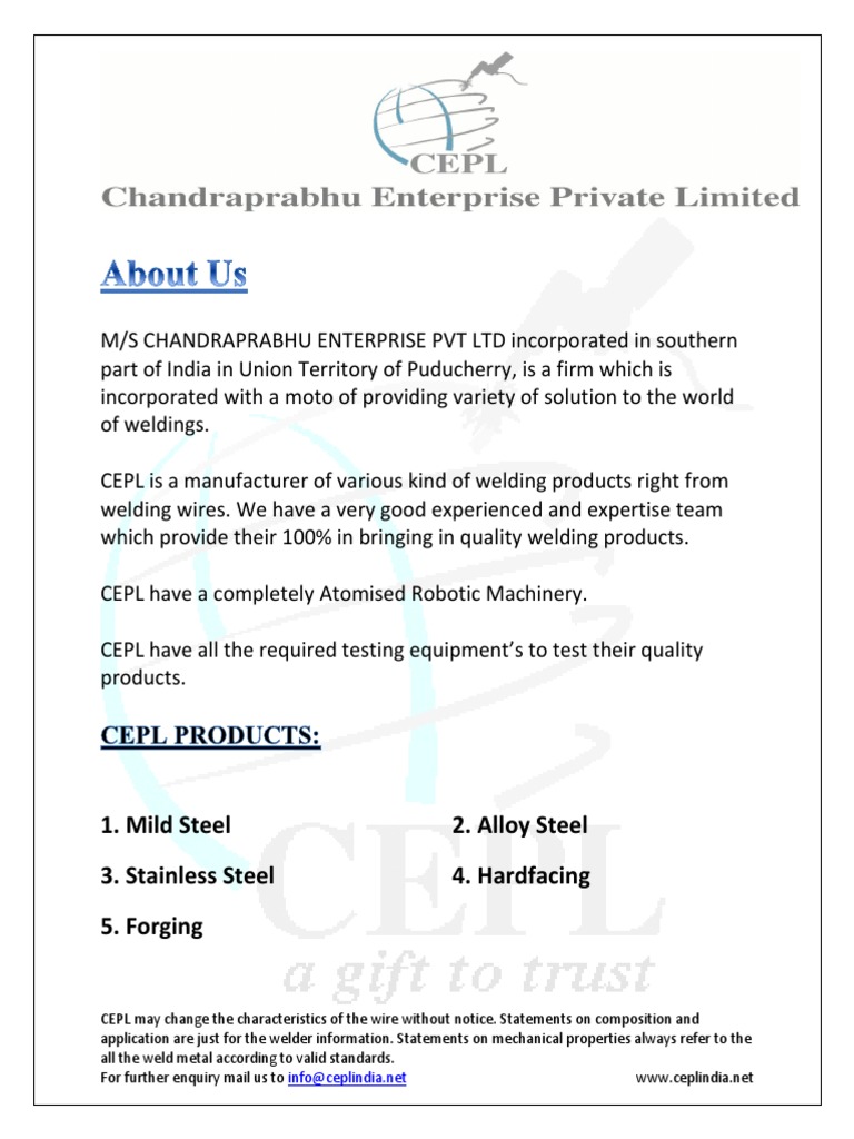 CEPL Product Catalogue | PDF | Stainless Steel | Welding