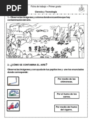 Fichas De Trabajo Sobre La Contaminacion Del Aire Para Niños