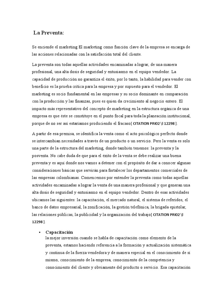 La Preventa | PDF | Marketing | Relaciones públicas