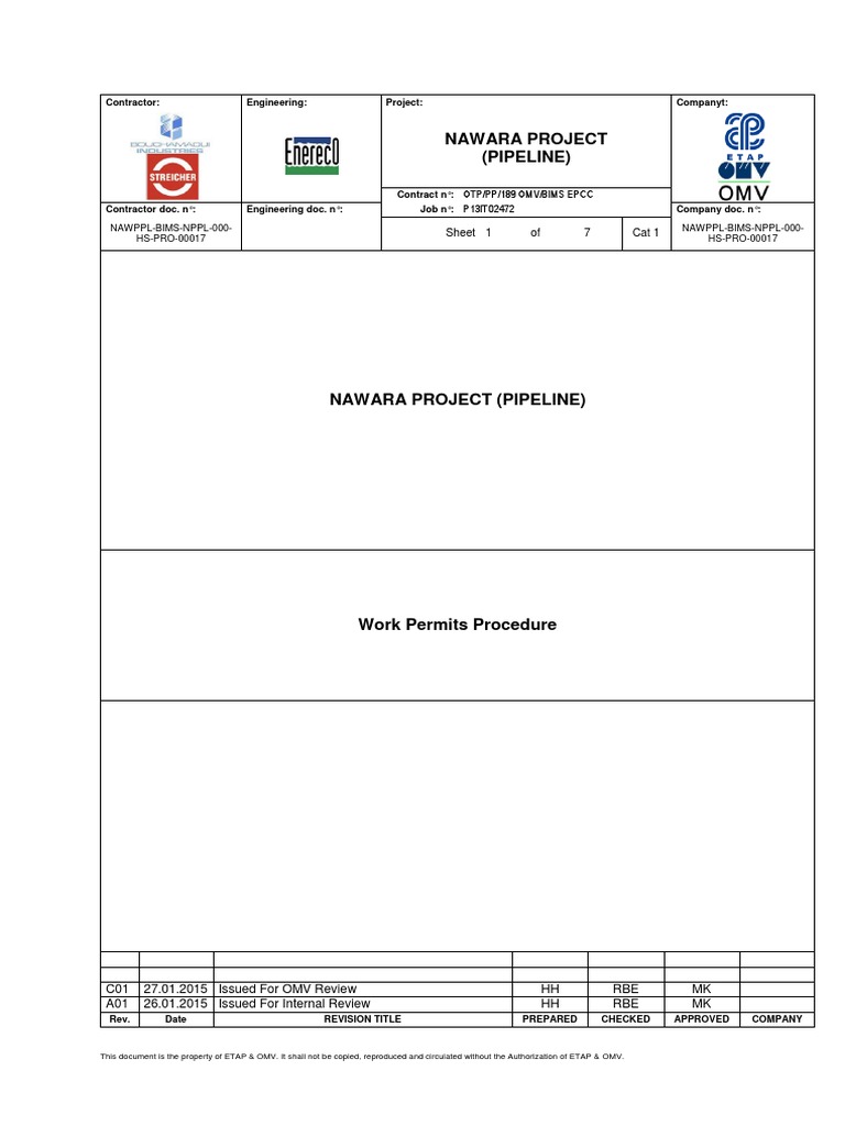 NAWPPL-BIMS-NPPL-000-HS-PRO-00017 - C01 - Work Permit Procedure | PDF ...