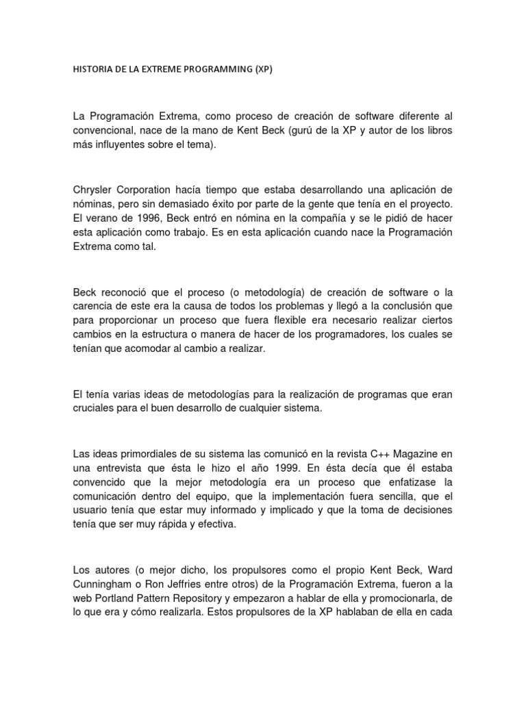 Historia de La Extreme Programming | PDF | Wiki | Programación de ...