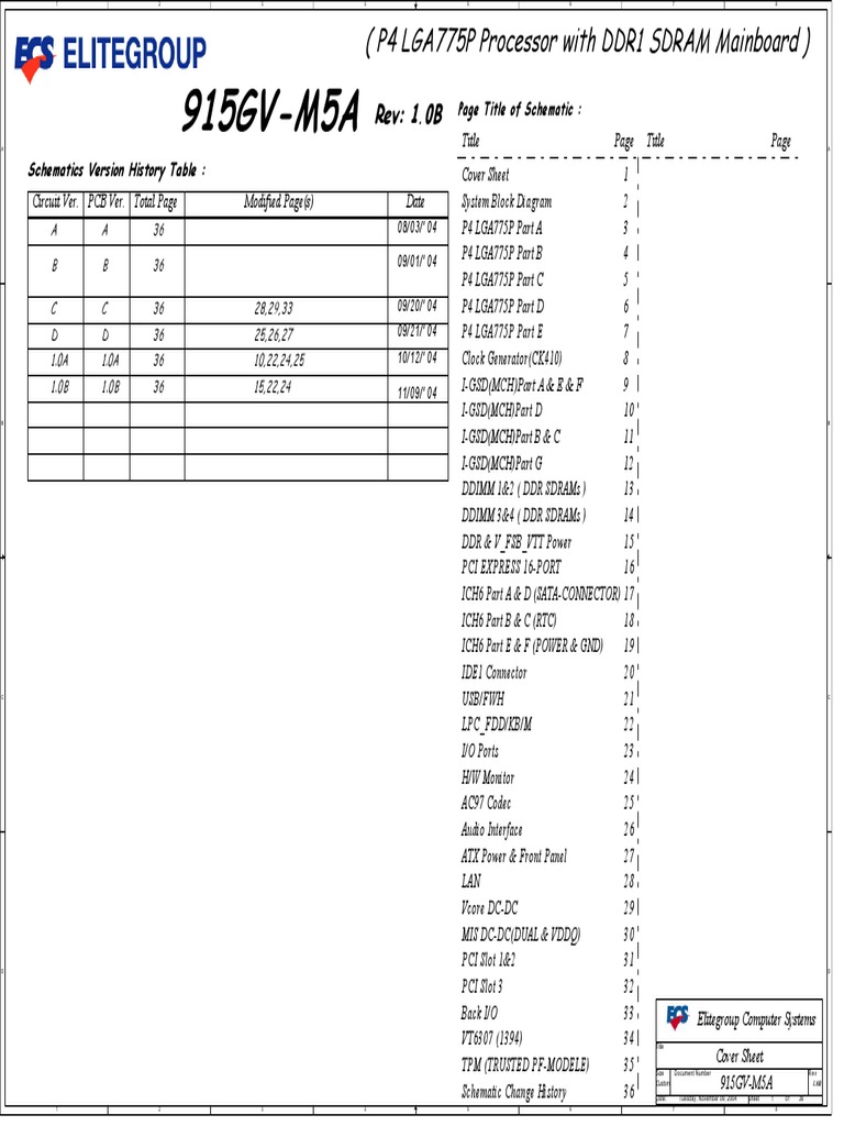 Ecs 915gv-M5a Rev 1.0B | PDF | Digital Electronics | Office Equipment