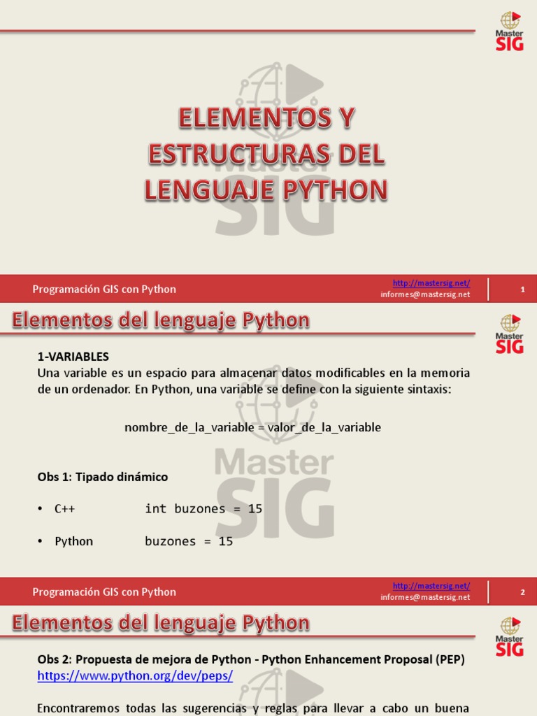 Estructuras y Elementos de Python | PDF | Python (lenguaje de ...