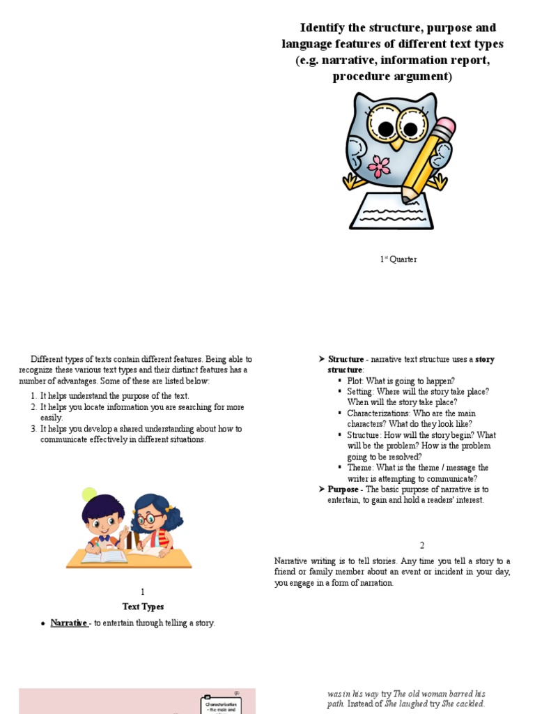 Identify The Structure, Purpose and Language Features of Different Text ...