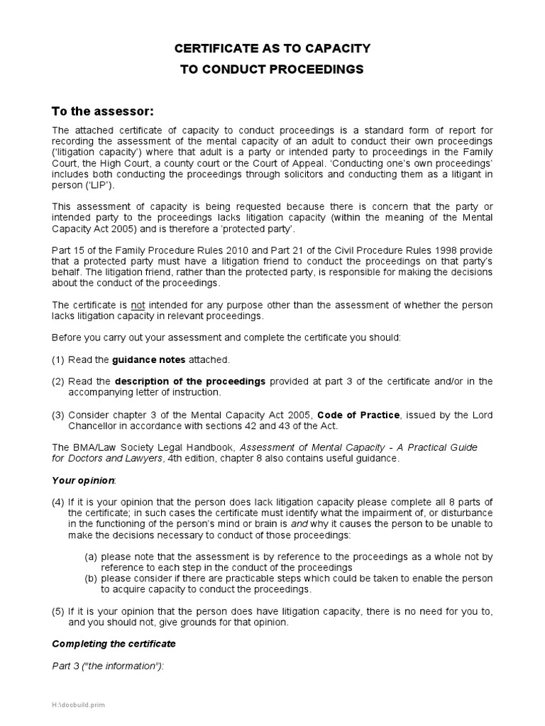 Assessment of Litigation Capacity | PDF | Solicitor | Lawsuit