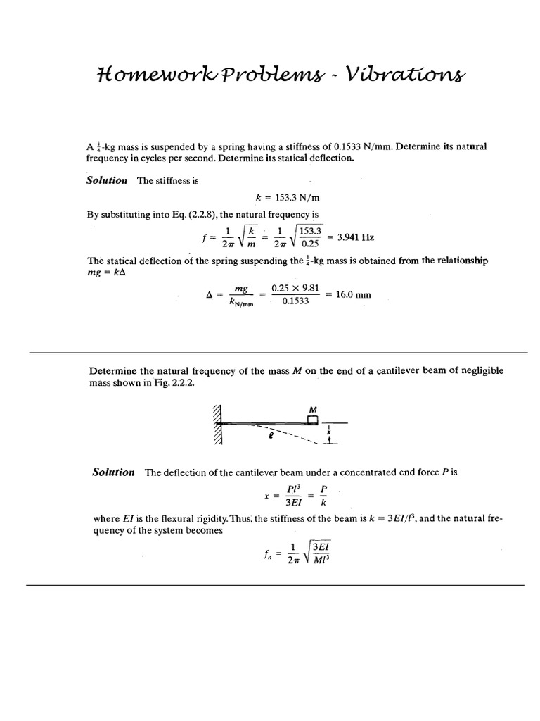 Homework Problems Homework Problems - Vibrations Vibrations | PDF