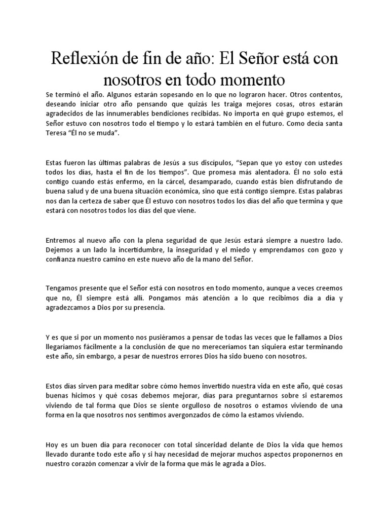 Reflexión de Fin de Año | PDF | Dios | Amor