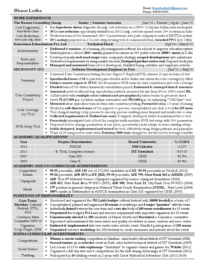 Bharat Lodha Resume | PDF | Computing | Computing And Information Technology