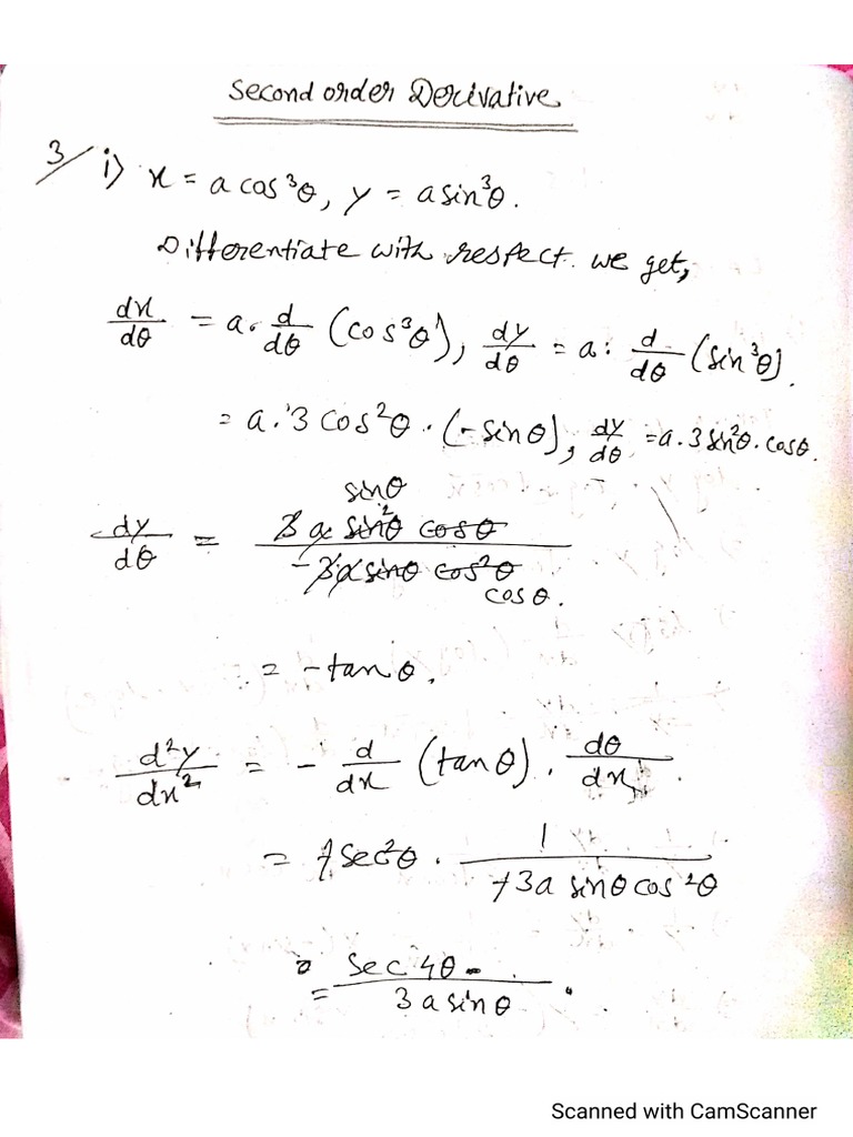 Second Order Derivatives in MATH Class 12 | PDF