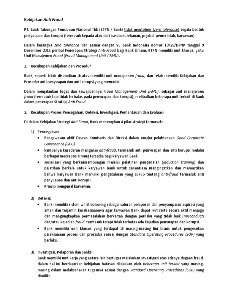 Kebijakan Anti Fraud Ina | PDF