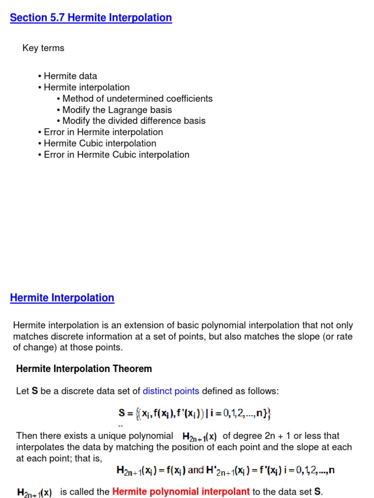 Hermite Interpolation Techniques | PDF | Interpolation | Polynomial