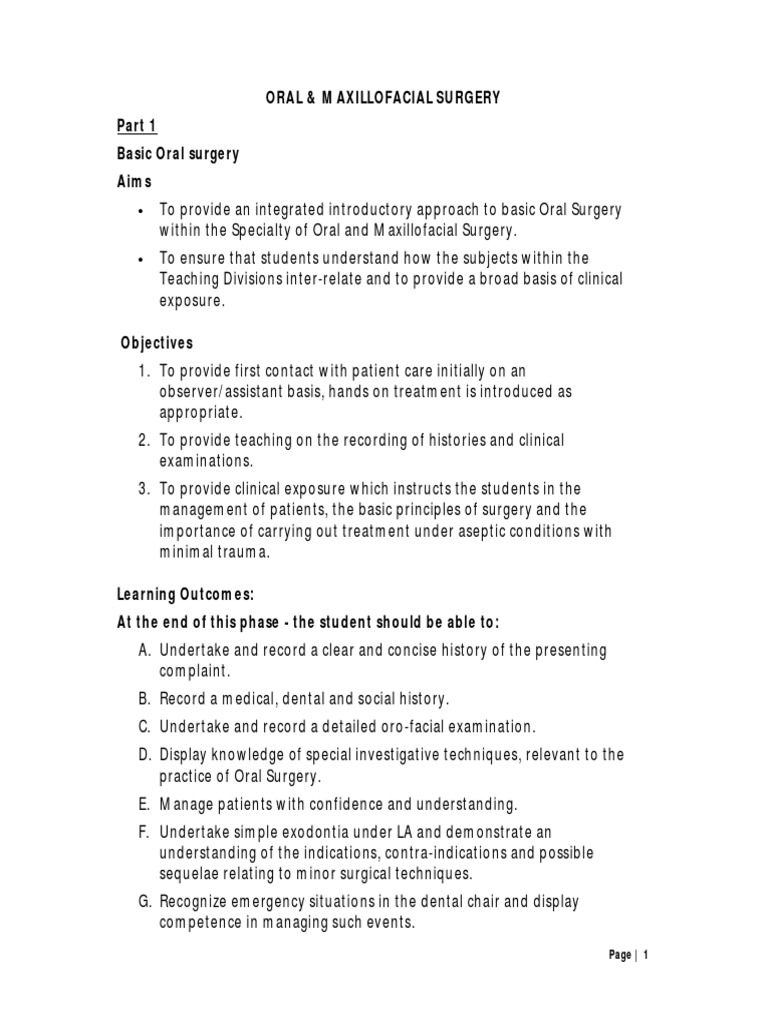 MDS Oral & Maxillofacial Surgery Syllabus | PDF | Oral And ...