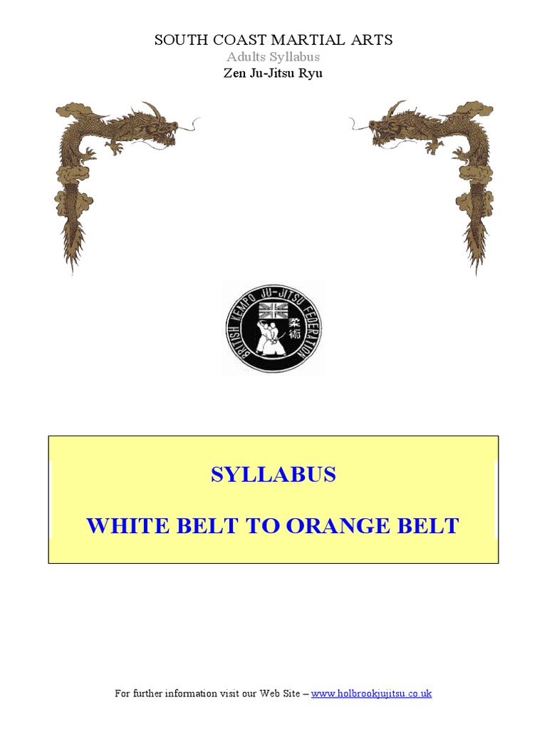 ADULT SYLLABUS Beginner To Orange Belt Updated 5th Mar 06 | PDF | Judo ...