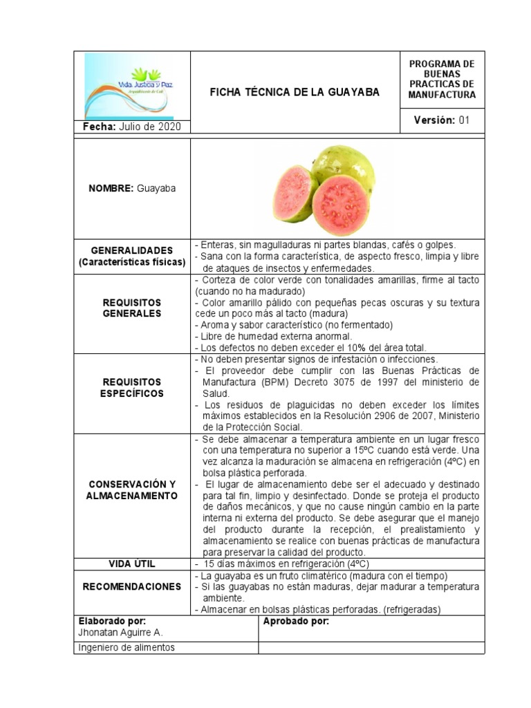 Ficha Técnica - GUAYABA | Descargar gratis PDF | Naturaleza | Science