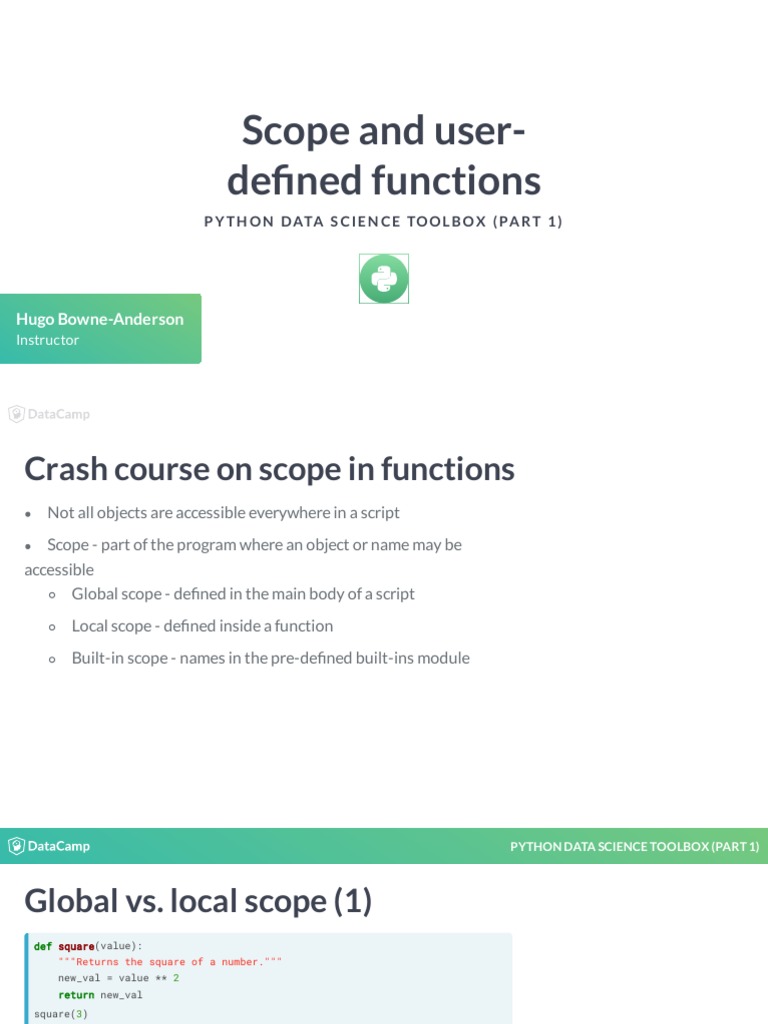 Scope and User-De Ned Functions: Hugo Bowne-Anderson | PDF | Scope ...