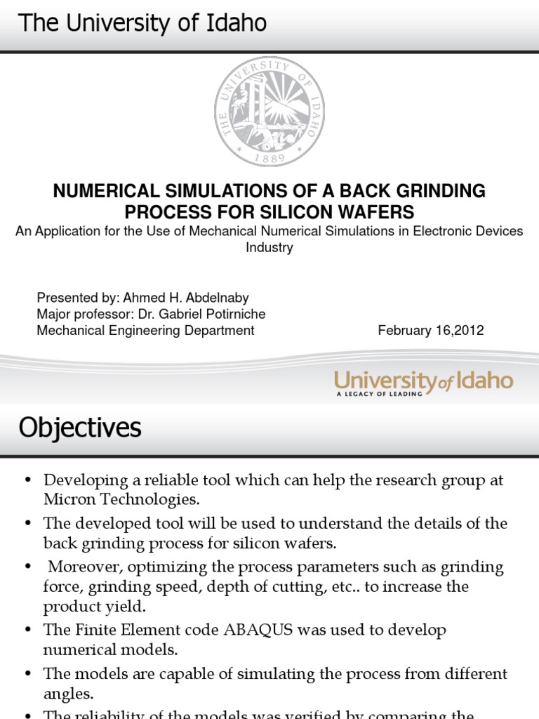 Numerical Simulations of A Back Grinding Process For Silicon Wafers ...