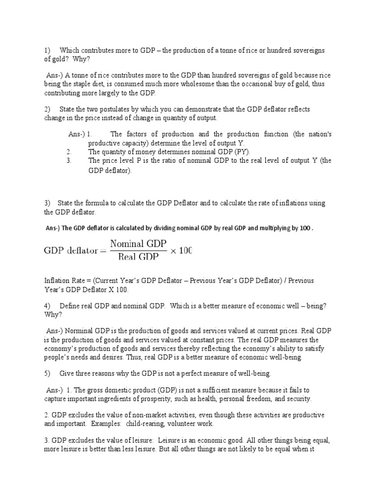 Ans-) The GDP Deflator Is Calculated by Dividing Nominal GDP by Real ...