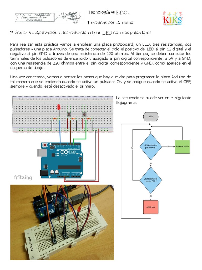 Practica 5. Encendido y Apagado Led Con Dos Pulsadores Arduino | PDF ...