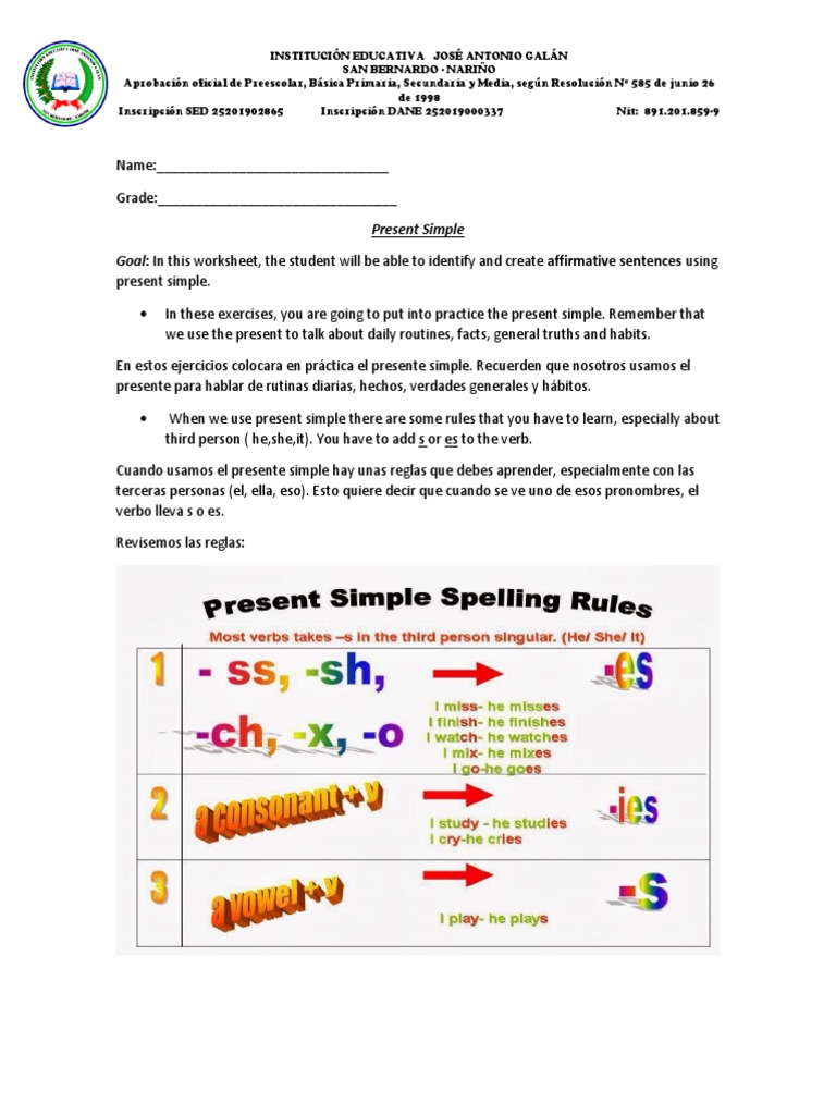 Present Simple 6 | PDF | Escuelas | Enseñando y aprendiendo