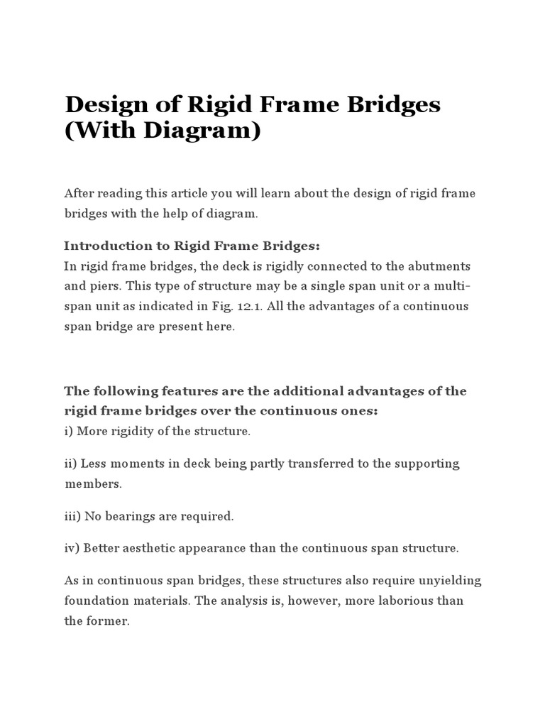 Design of Rigid Frame Bridges (With Diagram) | PDF | Structural ...